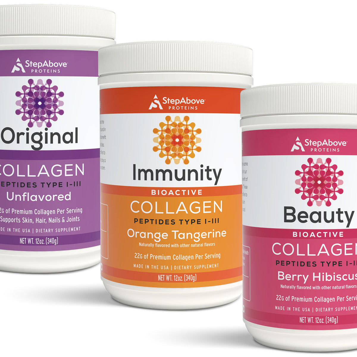 Hydrolyzed Collagen Peptide Variety - 12 Oz. Multi-Pack – Step Above ...